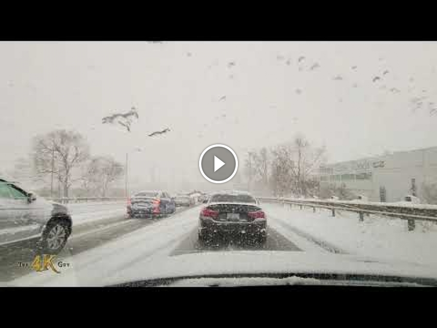 Canada: Drone flying into blizzard + dashcam traffic footage 1-25-2023