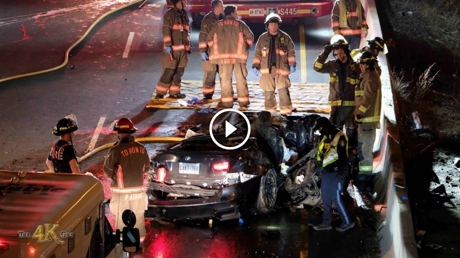 Canada: *Graphic* Triple fatal BMW crash aftermath raw footage 2-13-2023