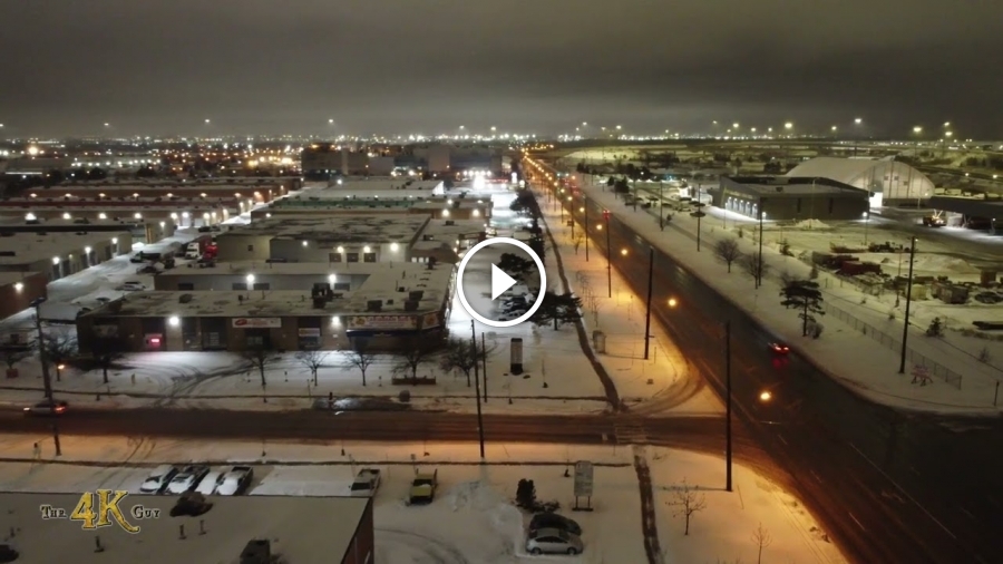 Etobicoke: Drone view of Monday snow & sleet storm aftermath 2-28-2023