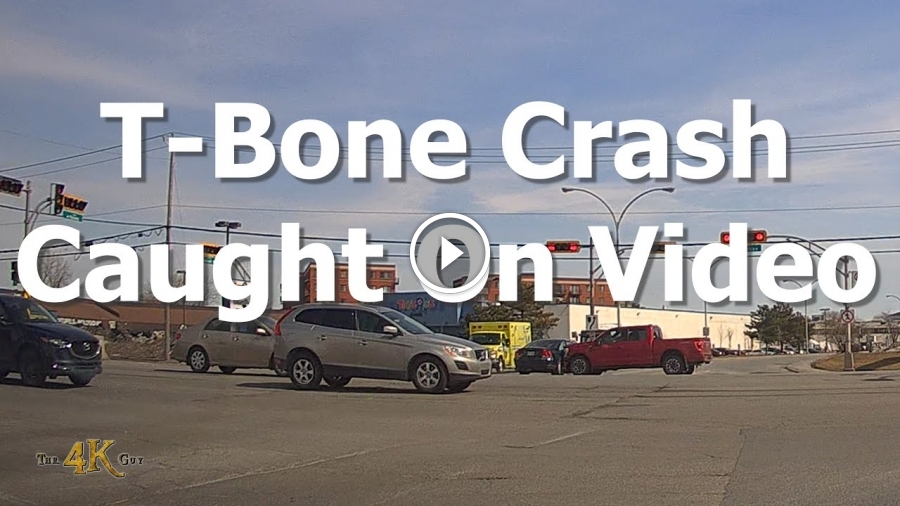 Québec: Caught on video T-bone collision with domino effect 3-29-2023