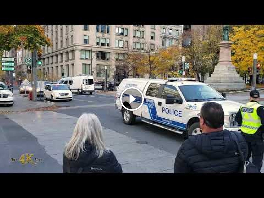 Montréal: Police motorcade escorting US dignitary passing downtown 10 ...